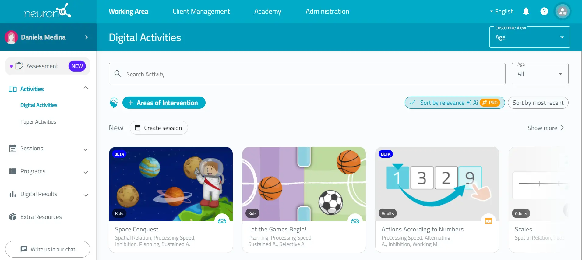 New activity list: choose better and create sessions in less time